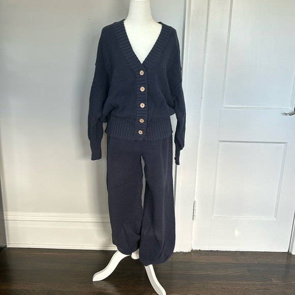 Free People | Sweaters | Free People Hailee Cardi Set In Navy | Poshmark